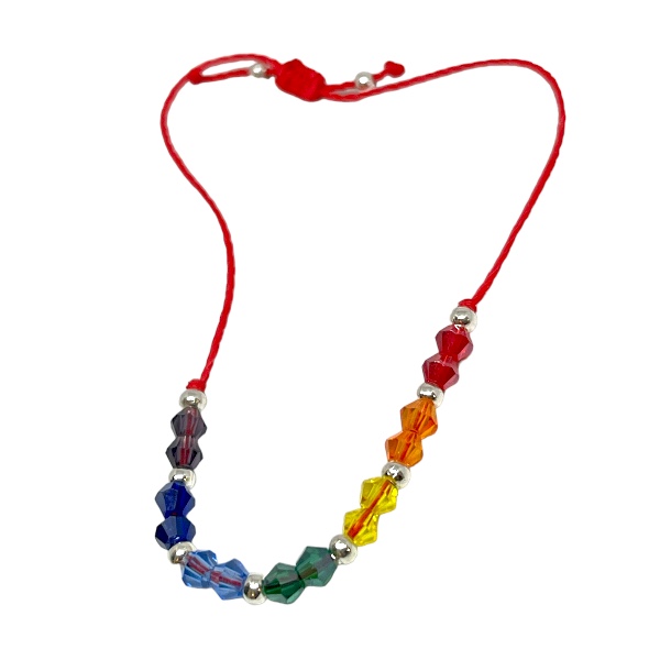 Lunera Acero | Tobillera Acero Blanco Hilo 7 Chacras